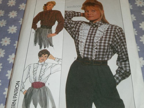 VTG. 80's SIMPLICITY 8742 MISSES FRONT BUTTON RUFFLED SHIRT PATTERN ...