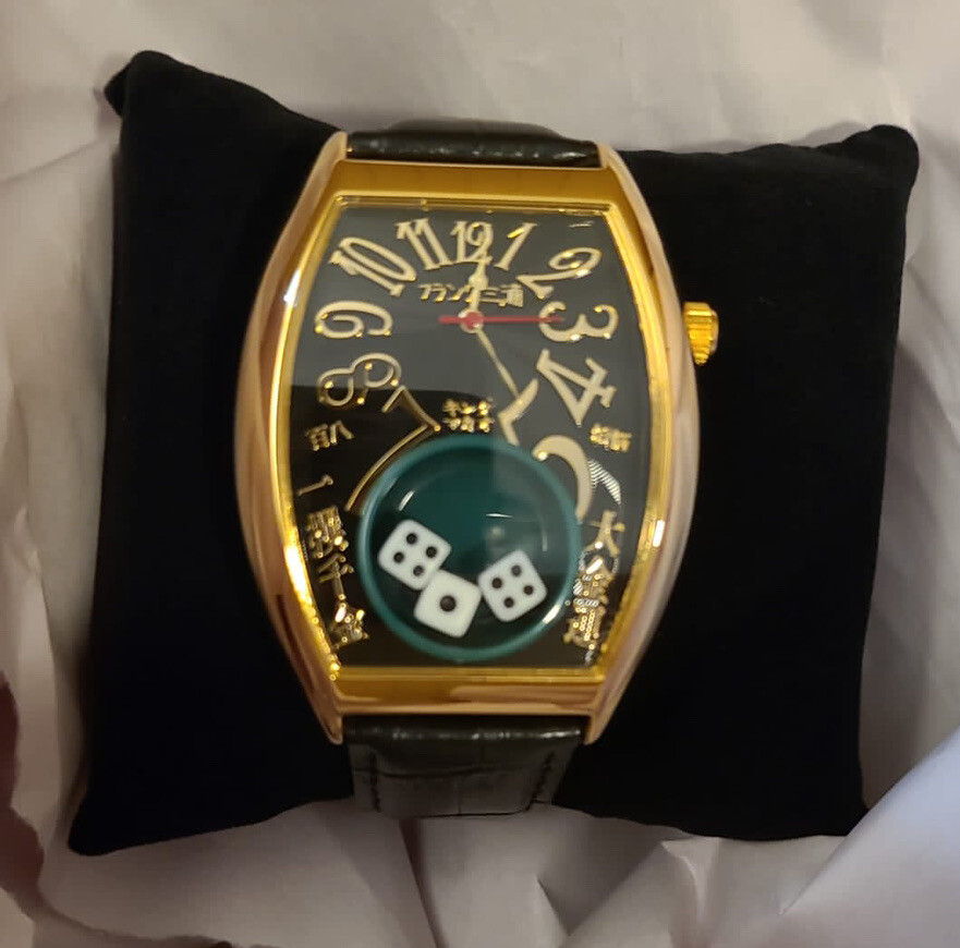 Frank Miura Dancing Dice Casino Watch GOLD Quartz Gamble Macau Watch | eBay
