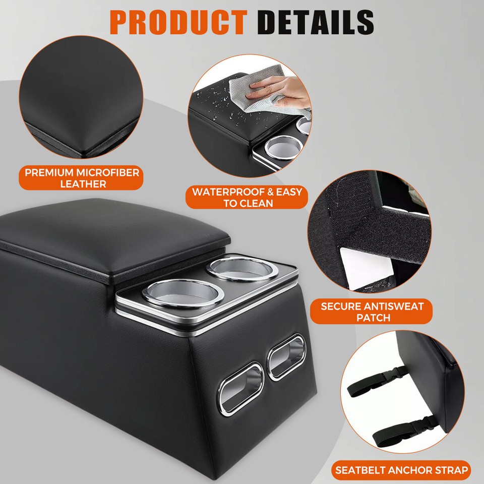 Universal Truck Seat Organizer with Cup Holders Rear Bench Seat Center ...