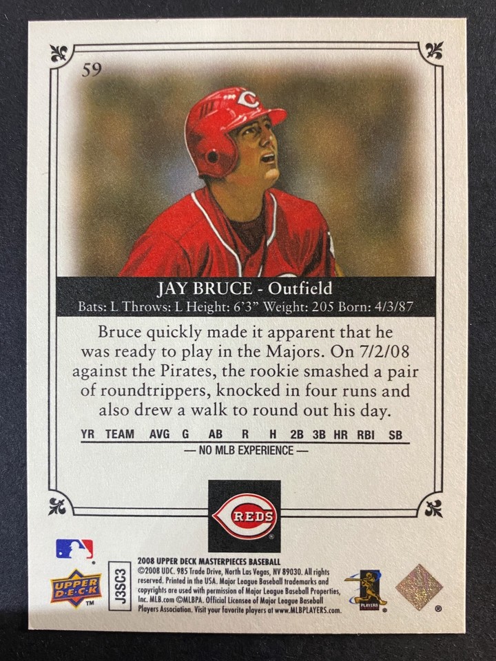 Jay Bruce 2008 Upper Deck Masterpieces Rookie Card Cincinnati Reds #59 ...