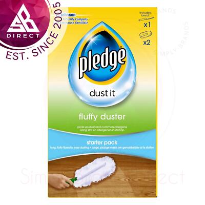 Pledge Fluffy Duster Starter Pack│Picks Up Dust│fluffy Fibers for Easy ...