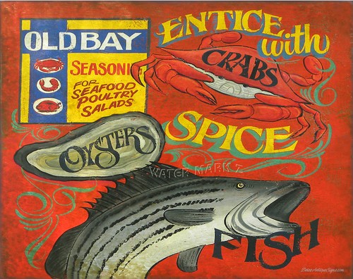 Old Bay seafood Print art decor vintage look chesapeake bay spice crab ...