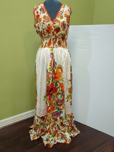 Me 2 Magic Anthropologie Sleeveless Maxi Dress Size M Ivory Multicolor ...