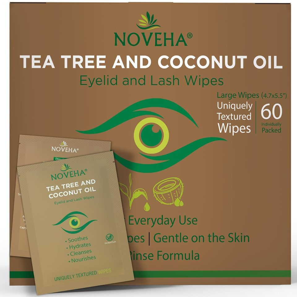 Tea Tree & Coconut Oil Eyelid & Lash Wipes | for Demodex, Blepharitis ...