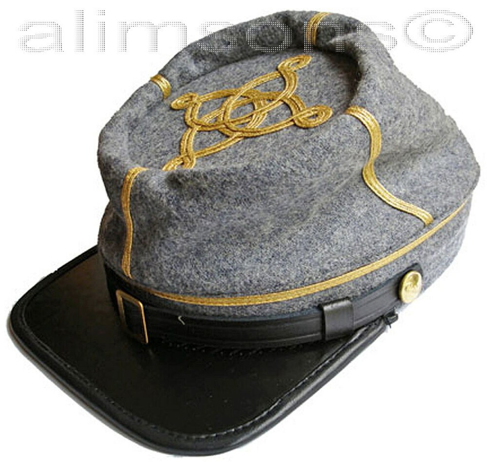 American Civil War Officer Confederate Captain Grey Kepi Cap Hat - ALL ...