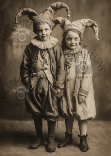Vintage 1930's Photo of JESTER KIDS HALLOWEEN BROTHER SISTER - Costume ...