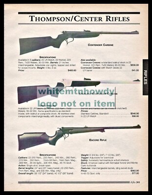 1999 THOMPSON CENTER ARMS Contender Carbine Encore Rifle Original PRINT ...