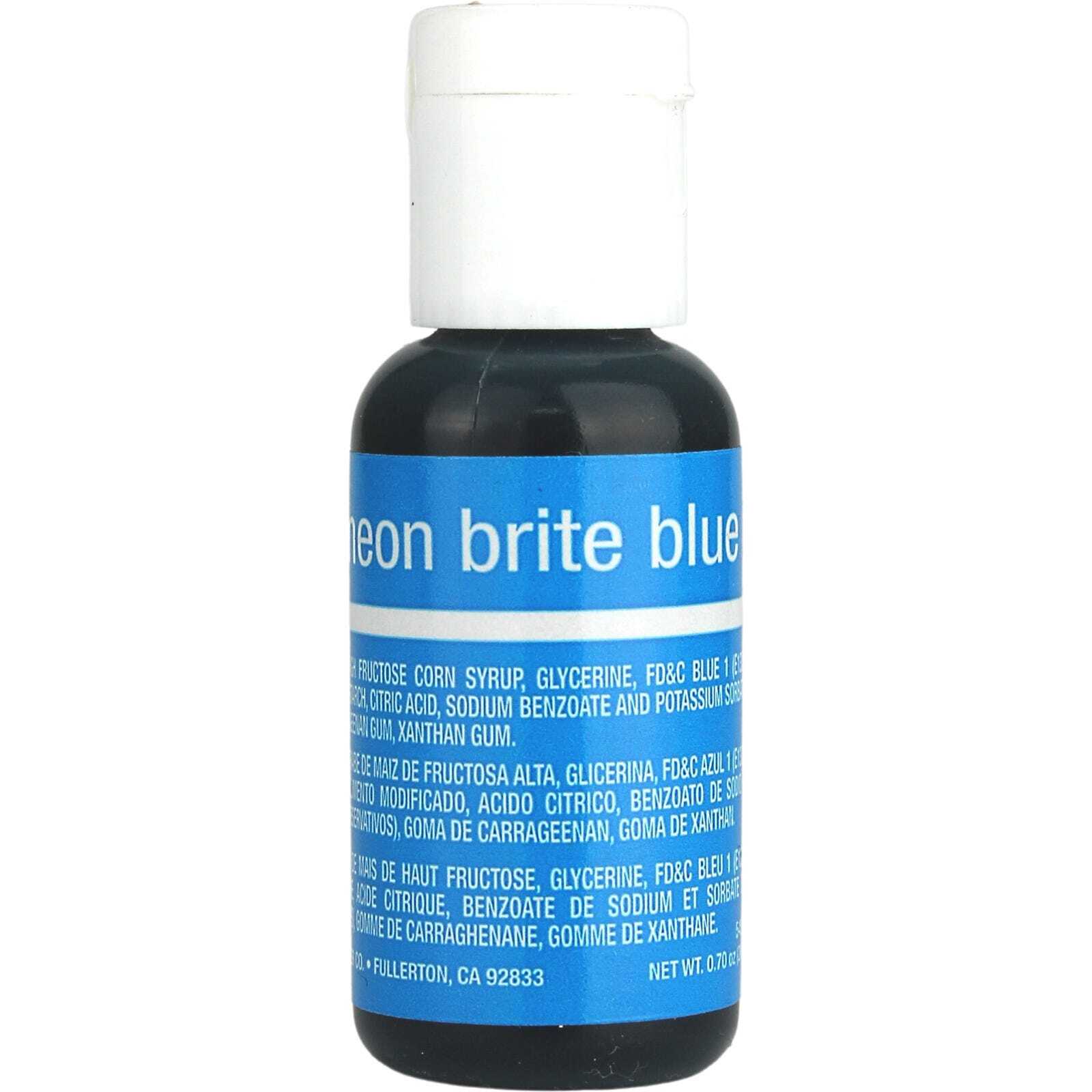 Neon Brite Blue Chefmaster Liqua Gel 20ml Cake Decorating Food Icing ...