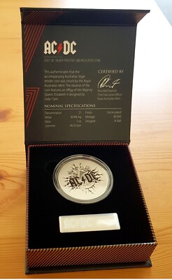 2021 AC/DC 45 Years of Thunder ⚡️ 1 OZ FROSTED UNC SILVER COIN LIMITED ...