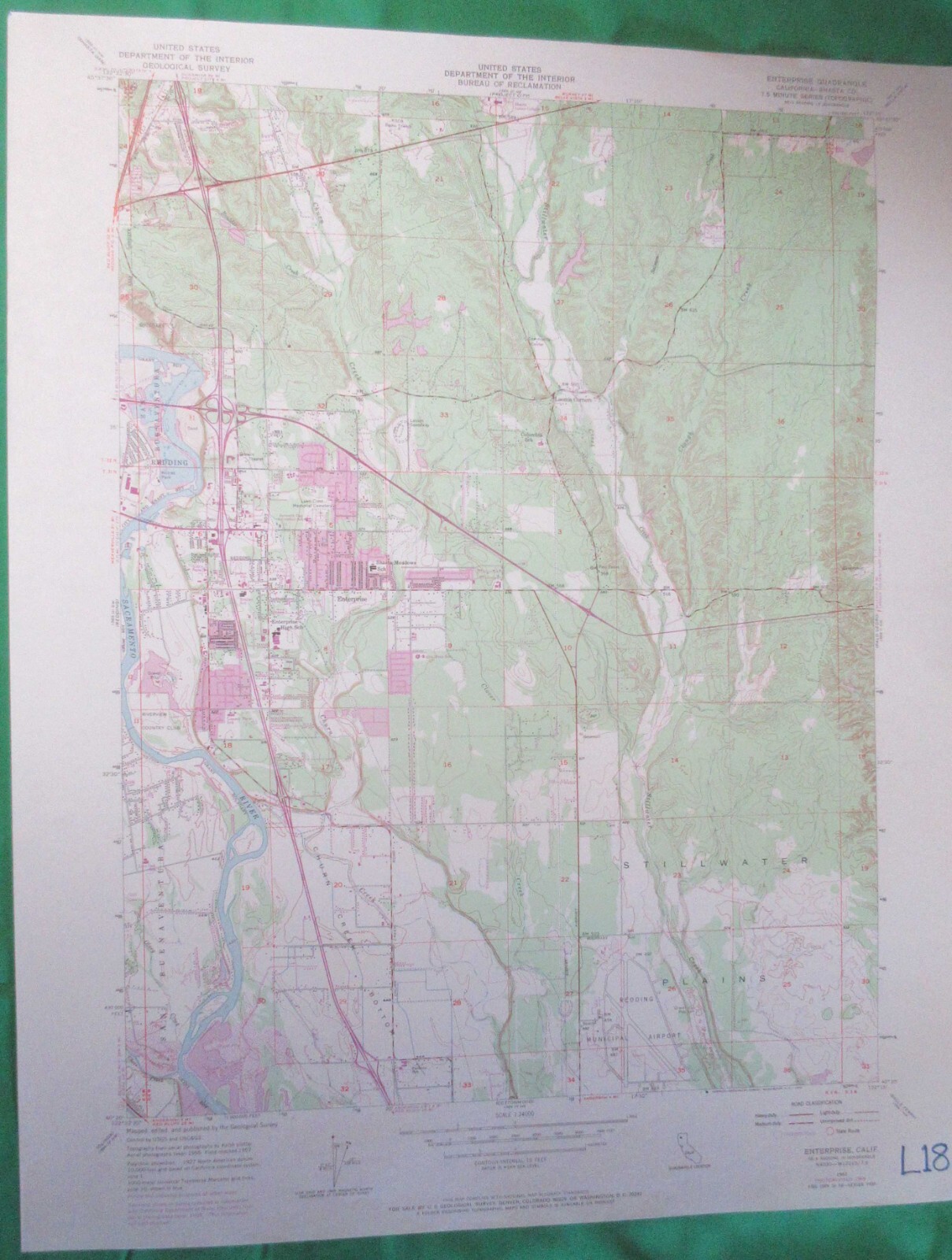 Enterprise Calif USGS Quadrangle Topographic Paper Map 1957 Survey 22 ...