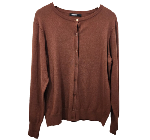 Woolworths Viscose Blend Knit Cardigan Brown Womens Large Button-Front ...