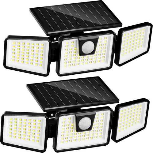 2Pack 156 LED Solar Lights Outdoor Waterproof Motion Sensor Security ...