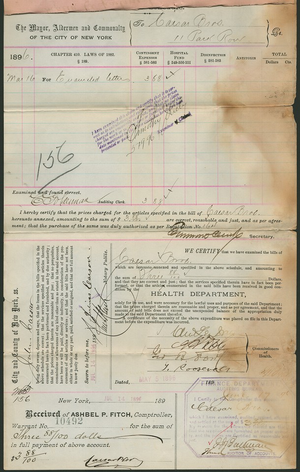 THEODORE ROOSEVELT - DOCUMENT SIGNED 05/05/1896 | eBay