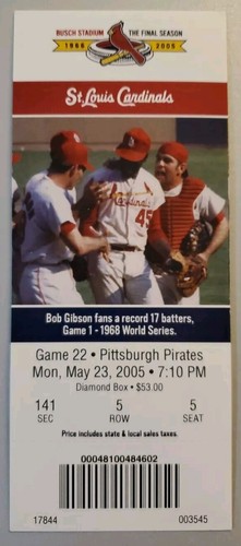 St Louis Cardinals Pittsburgh Pirates Baseball Ticket 5/23 2005 Bay HR ...