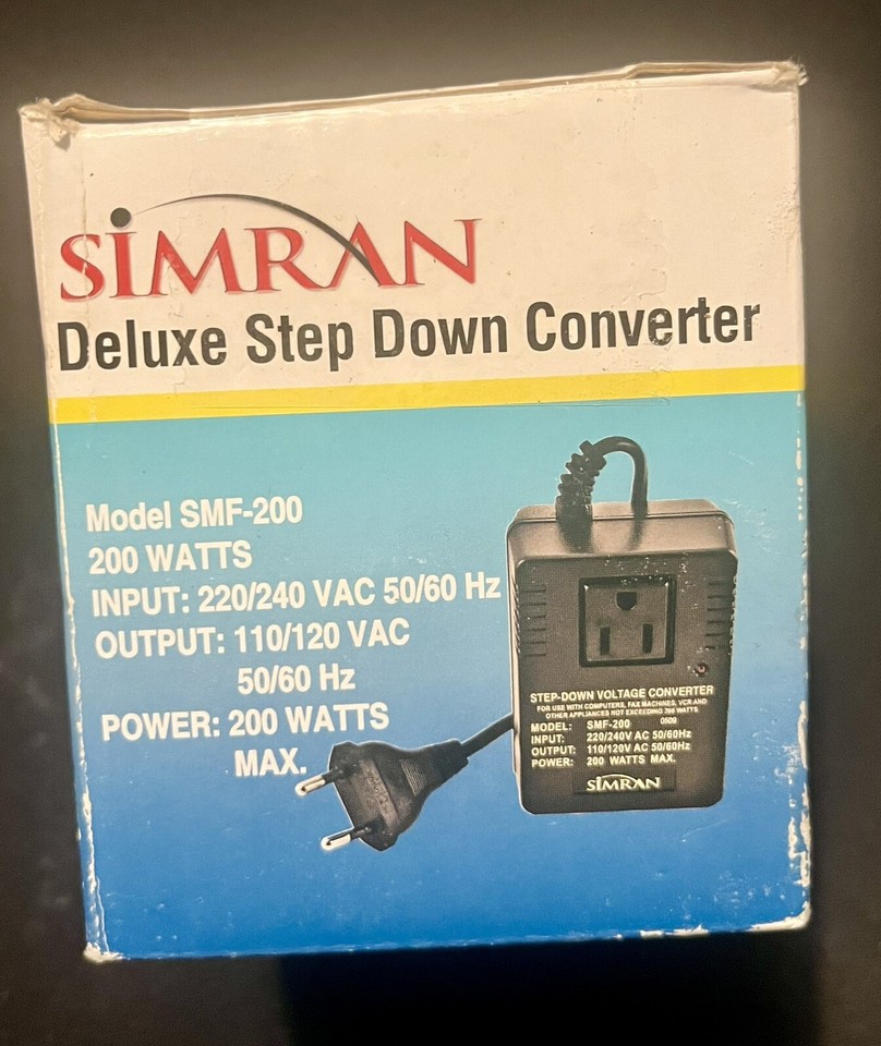 Simran 200 Watt Compact Step Down Transformer 220V to 110V AC Converter ...