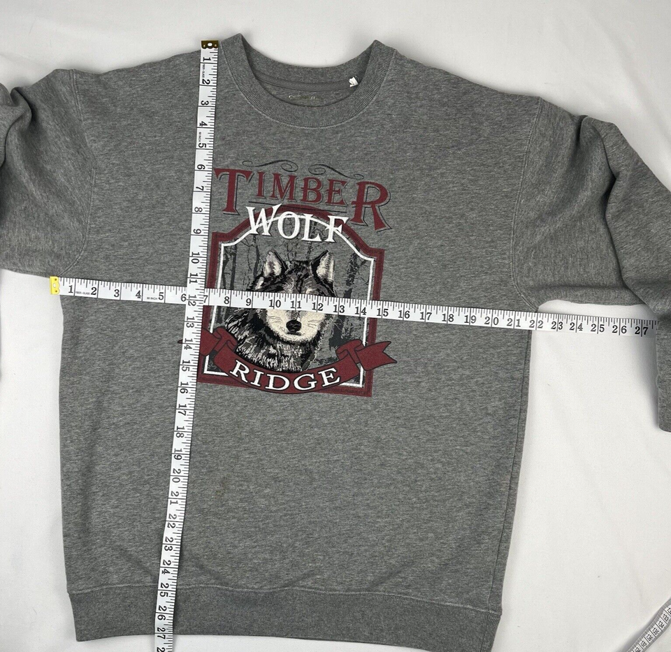 Timber Wolf Ridge Pullover Sweatshirt Embroidered Wolf Spell-Out Croft & Barrow | eBay