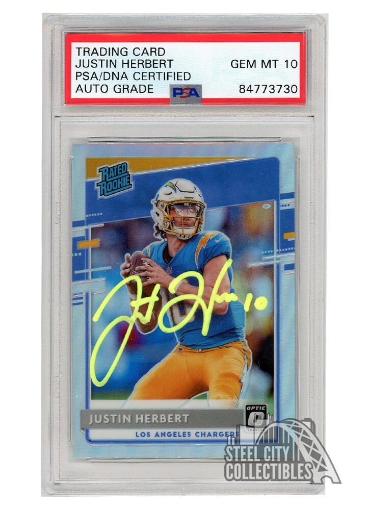 Justin Herbert 2020 Panini Optic Holo Auto Rookie Card #153 PSA/DNA 10 ...