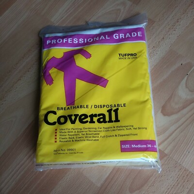 Tufpro Breathable Disposable Coveralls Painting - Size Medium 36-40 ...