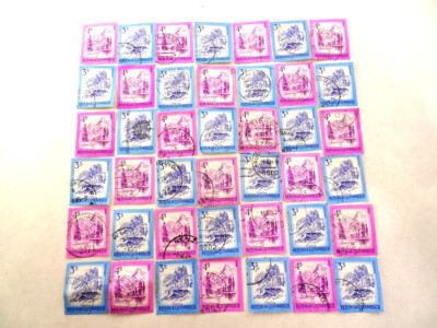 42 AUSTRIA Cancelled Postage Stamps Landscape Blue/Pink Paper Art ...
