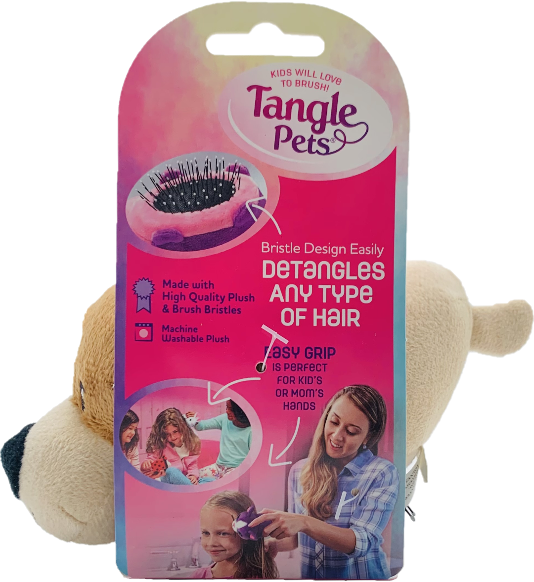 Tangle Pets Pepper the Puppy Detangling Brush-in-a-Plush All Hair Types ...