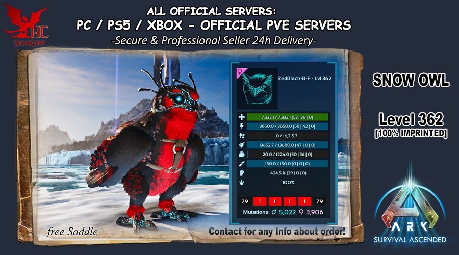 Ark Survival Ascended PC/PS5/XBOX PVE Deadpool 🔴 SNOW OWL ⚫ Level 362 ...