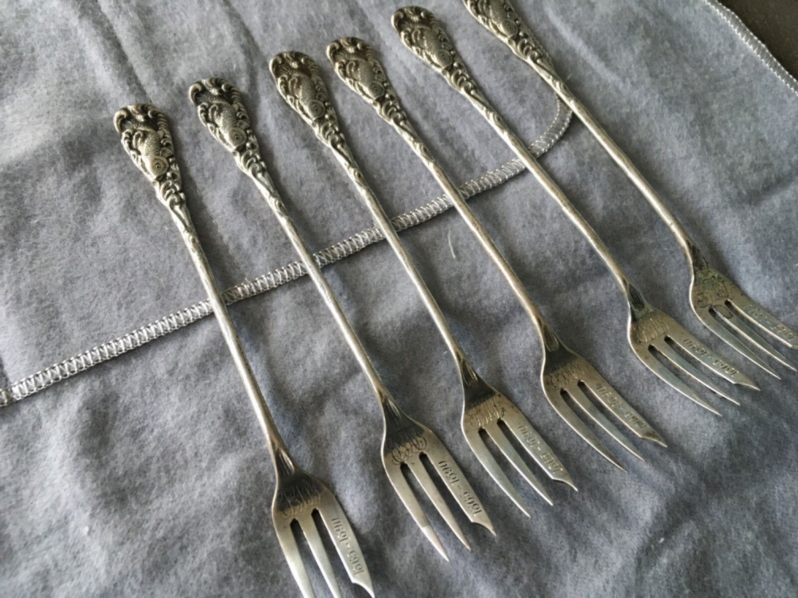 Set 6 Gorham Hizen Sterling Silver Oyster seafood Cocktail Forks ...