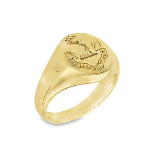 9ct Yellow Gold Family Crest Signet Ring - Size P½ - 12x15mm | eBay UK