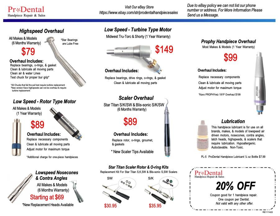 Midwest Quiet-Air Screw Type Fiber-Optic Dental Handpiece w/Bur Wrench ...