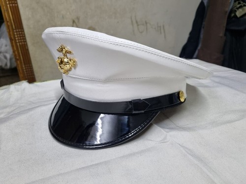 USMC Marine Corps Enlisted Dress Blues Cover – White | Size 7 1/8 ...