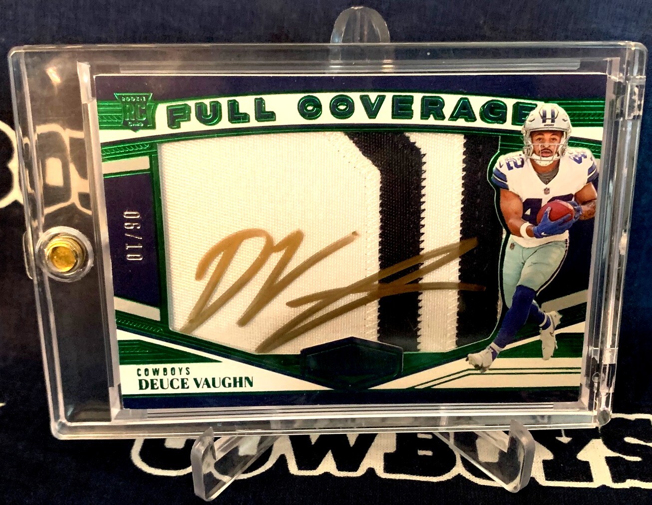 2023 Plates & Patches GREEN Dallas Cowboys DEUCE VAUGHN Patch AUTO ...