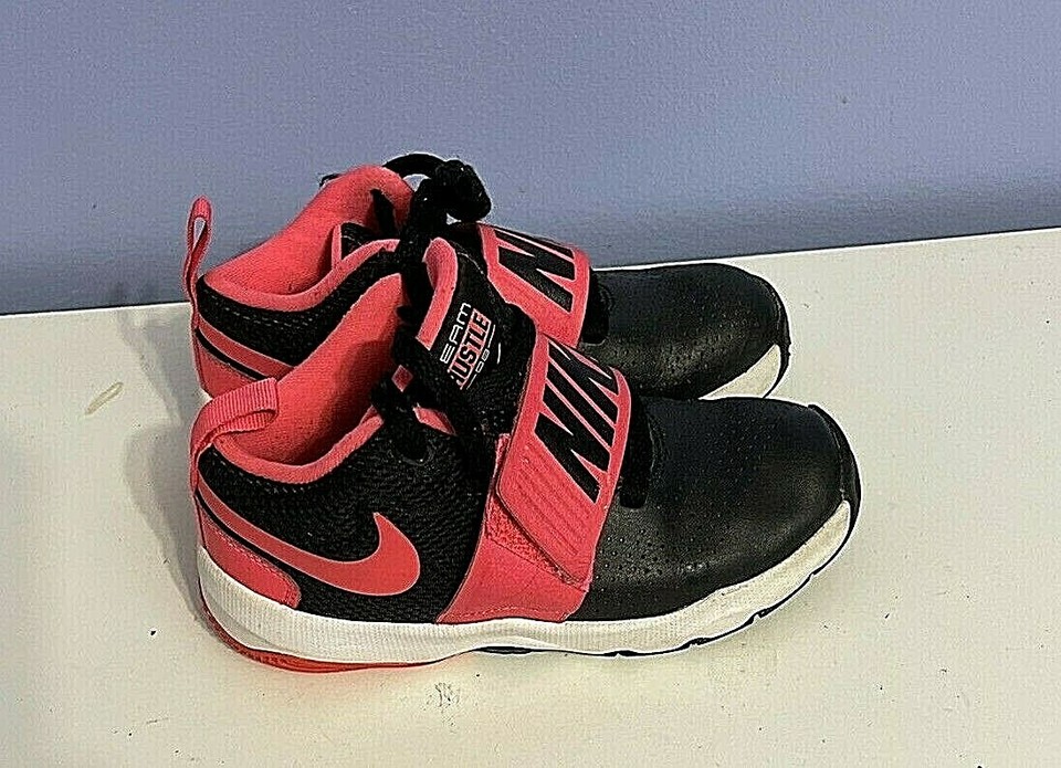 Nike Team D8 Hustle Black Pink Basketball Shoes Size 13C Youth Style ...