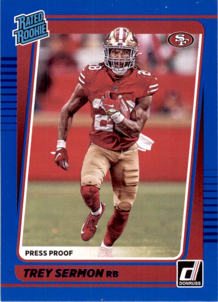 2021 Donruss Rated Rookie Blue Proof Trey Sermon San Francisco 49ers ...