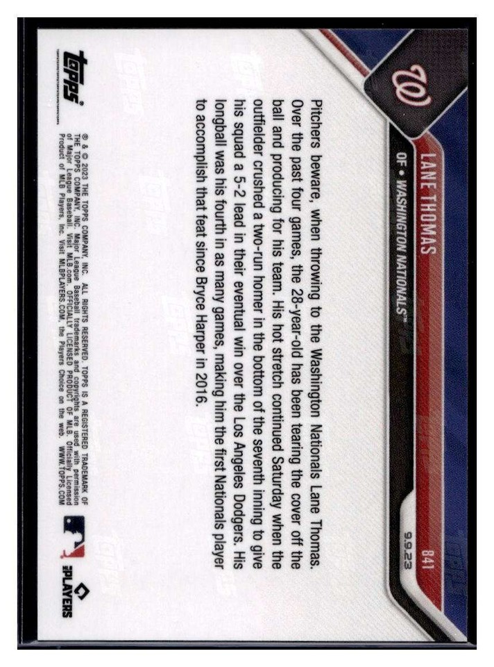 2023 Topps Now #841 Lane Thomas Base Card (Qty) | eBay