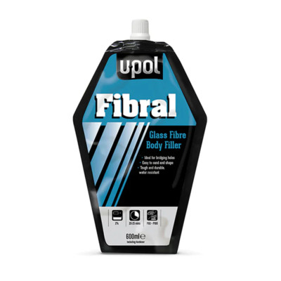 U-POL Fibral Glass Fibre Body Filler 600mL Sandable Fibreglass Paste ...