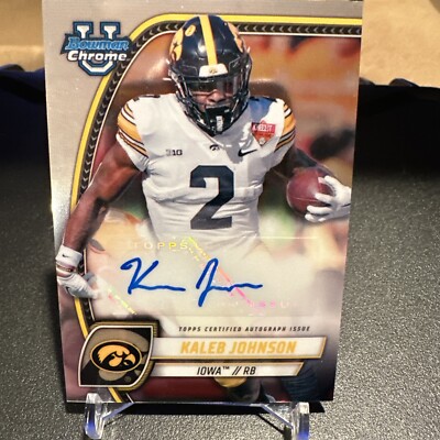 KALEB JOHNSON Iowa Hawkeyes 2024 Bowman Chrome U University Autograph ...