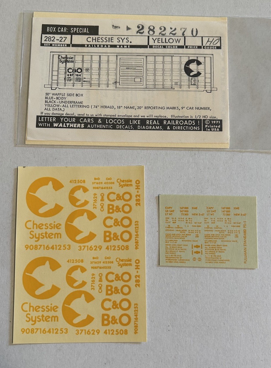 WALTHERS HO DECAL-CHESSIE SYSTEM/B&O/C&O WAFFLE SIDE BOX CAR - #934 ...