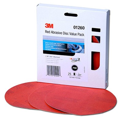 3M 01260, 80 Grit, 6 inch, Value Pack, DA, Stickit Red Sandpaper | eBay