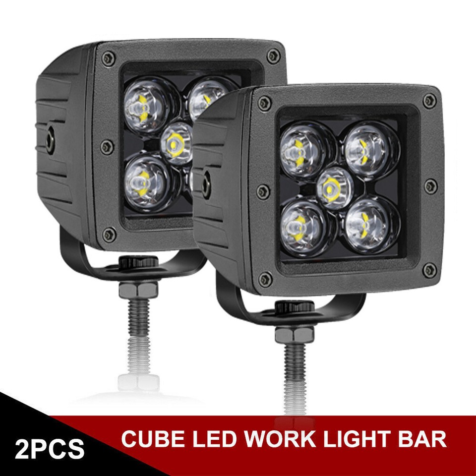 White LED Cube Pods 2PCS 3Inch 100W High Lumen Spot Driving Fog Lights ...