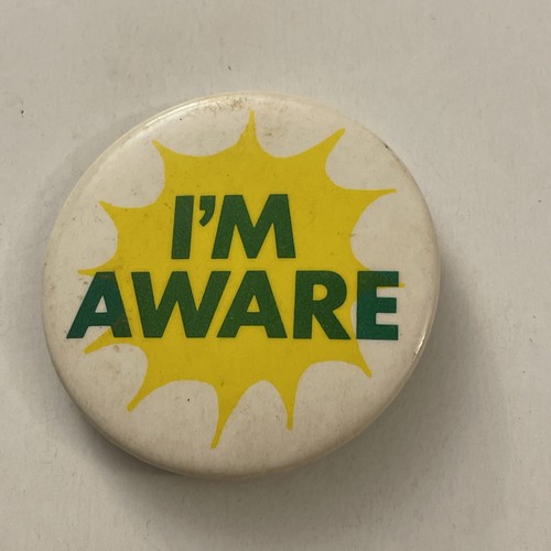 Vintage I’m Aware Yellow Green Button Pin PB39C | eBay