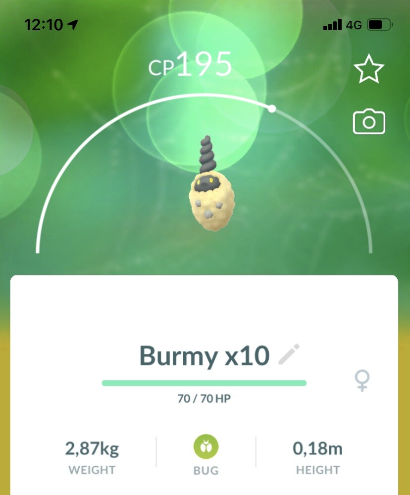 10x Burmy Yellow Female Pokemon gen4 GO Pokémon Not Shiny Lucky Chance ...