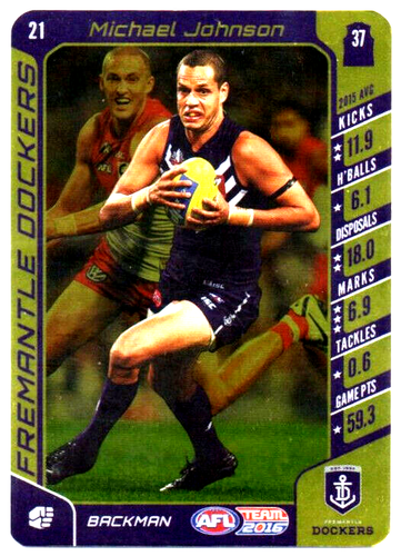2016 AFL TEAMCOACH GOLD / SILVER DOUBLE SIDED - 21 Michael JOHNSON ...