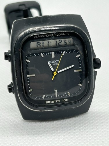 Vintage Seiko Quartz Sports 100 Ana Digi Alarm Chronograph Watch H557 ...