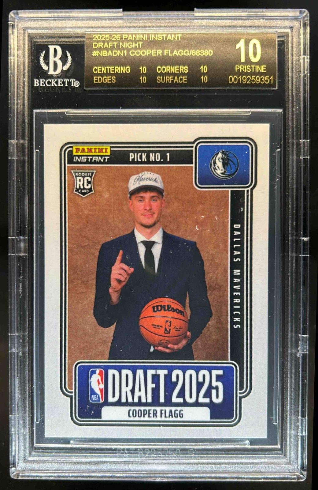 2025 Panini Instant NBA Draft Night Cooper Flagg RC Black Label #NBADN ...