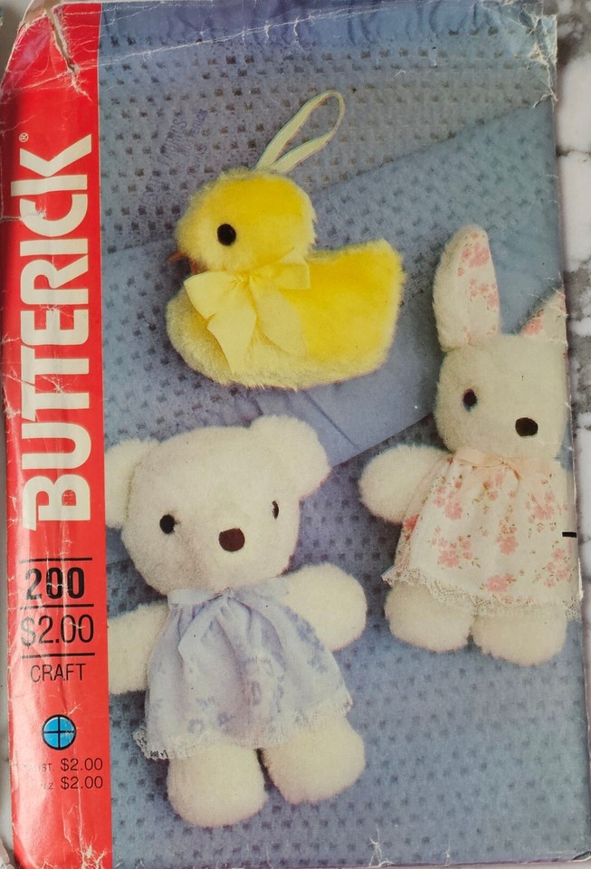 Butterick Sewing Patterns Craft Stuffed Animal Plush Dolls Bears Home+ ...