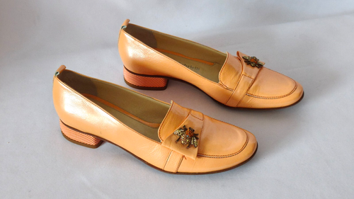 Giada Gabrielli Patent Leather Peach Loafer Flat Shoes Size 37 7 Made ...