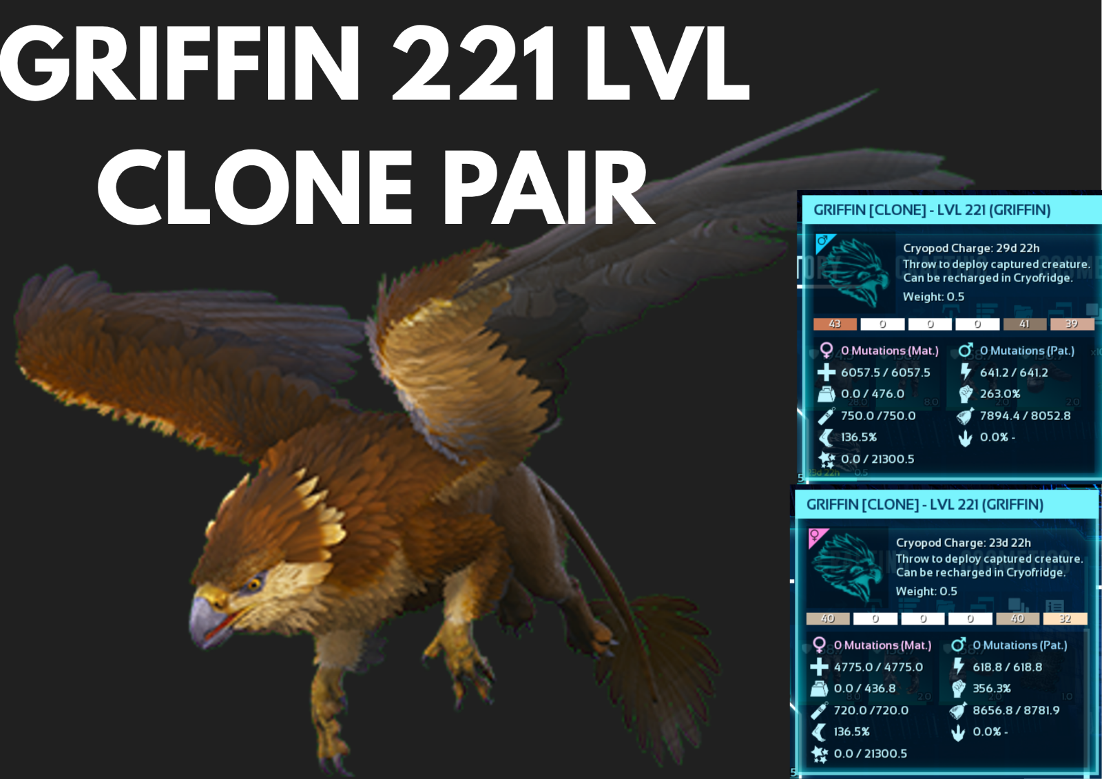 Griffin 221 LEVEL Clone Ark Survival Ascended Official PVE | eBay