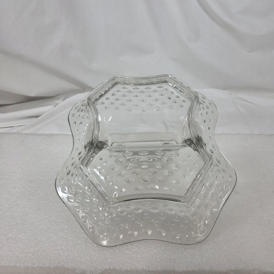 Vintage Clear Glass Divided Relish Dish Tray Handled Raised Dot Pattern ...