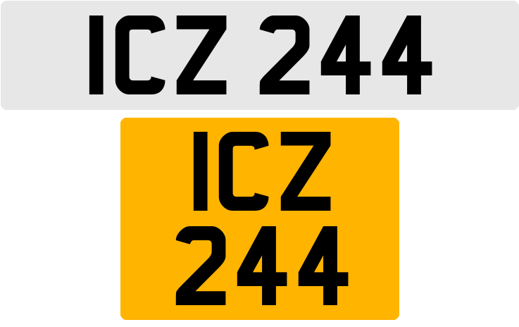 ICZ 244 I 3x3 DATELESS PRIVATE NUMBER PLATE ISAAC IAN IAIN ISLA IVAN ...