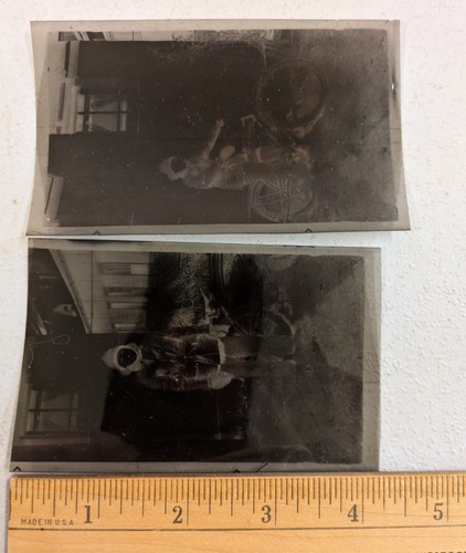2 Photo Film Negatives 1950's Male With Bicycle Medium Format | eBay