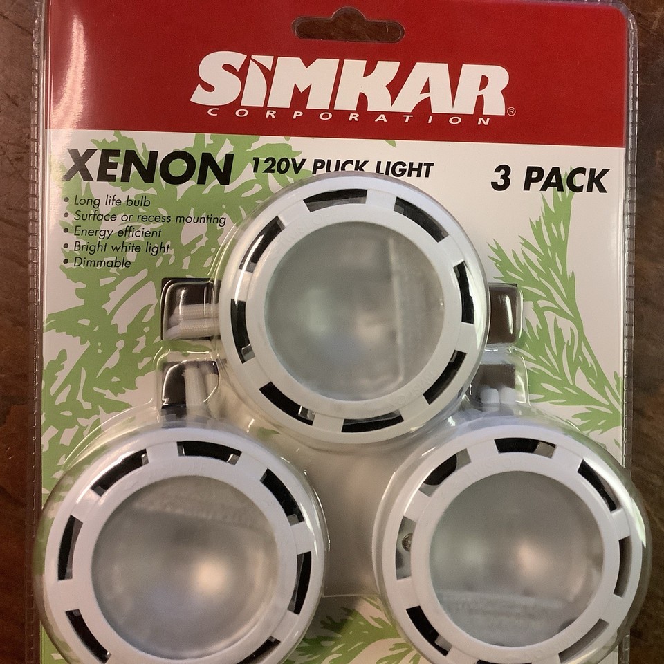 SIMKAR/XENON 120V Puck Light 3-Pack 03-10002 White Finish (new) | eBay